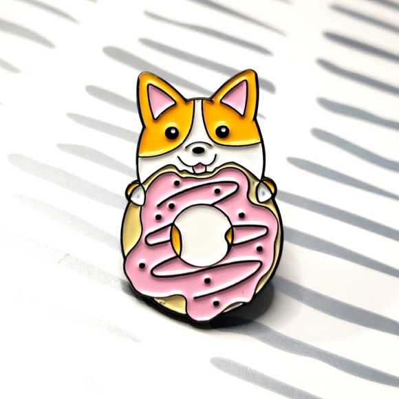 Jewelry | Corgi Doughnut Pin Badge Brooch | Poshmark